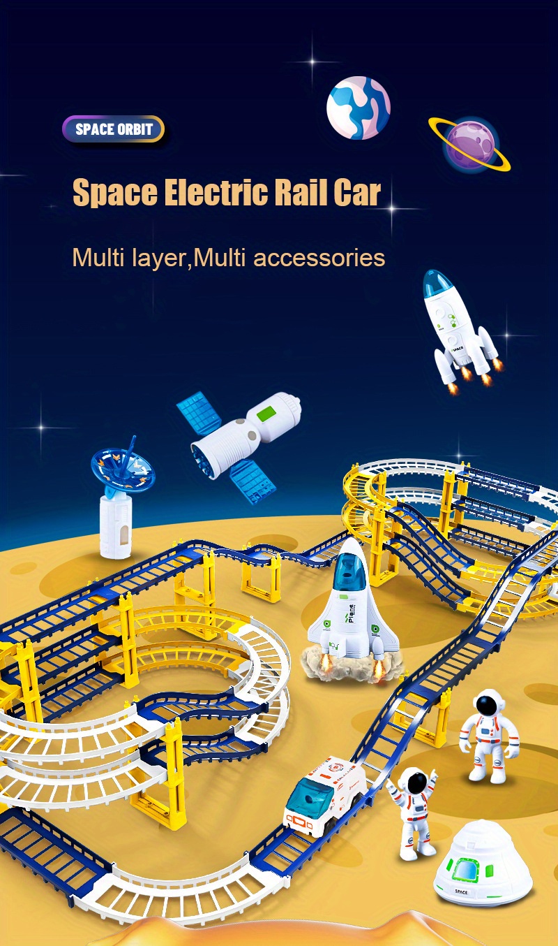 Children's Space Series Electric Rail Car Toys Track Glide - Temu