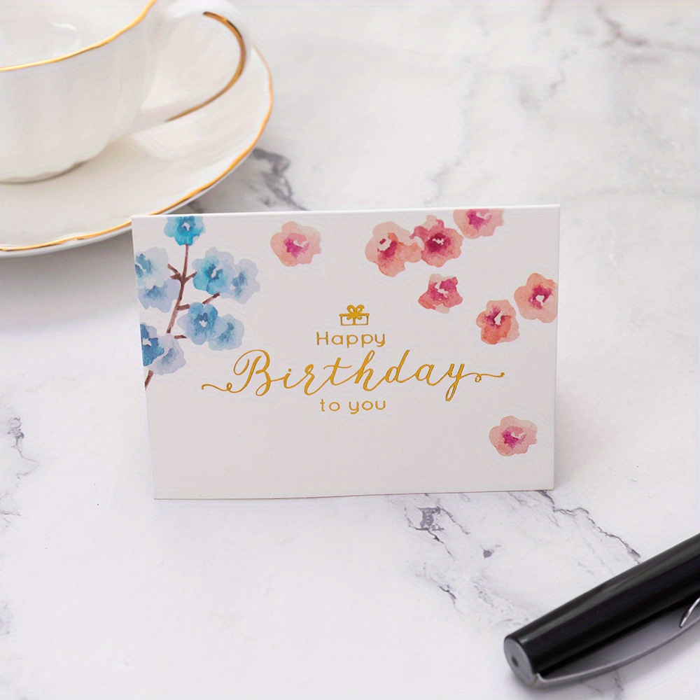 Birthday Thank Simple Golden Stamping Greeting Card Fresh - Temu United ...