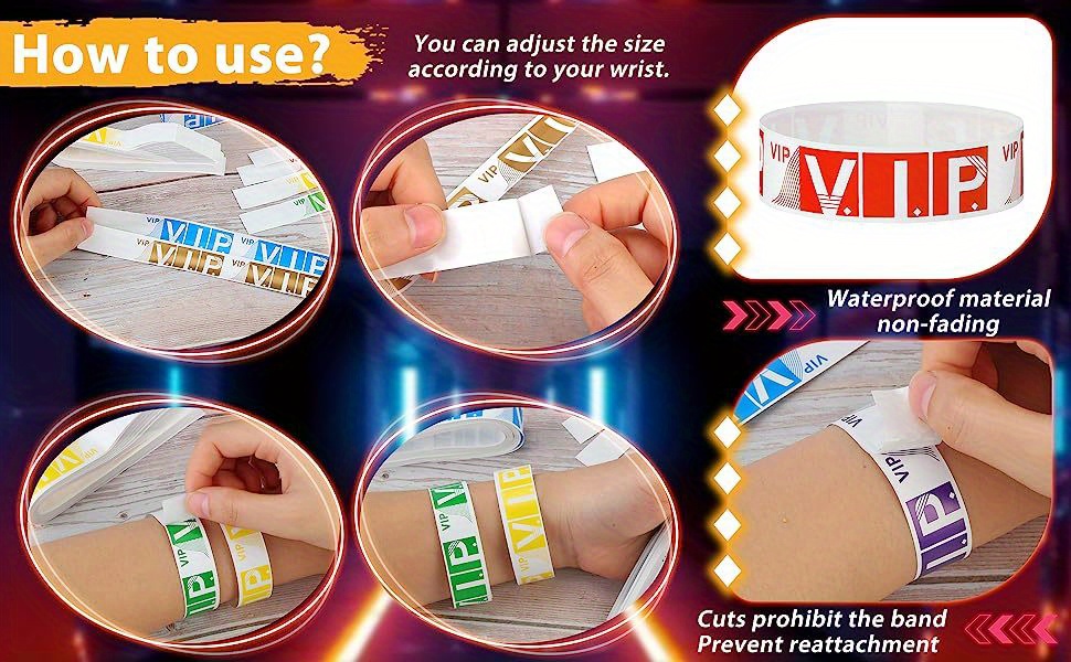 Paper Wristbands Events Waterproof Neon Colored Wrist Bands - Temu New ...