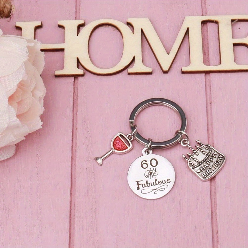 60th Birthday Keychain Happy Birthday Key Chain Ring Gifts - Temu
