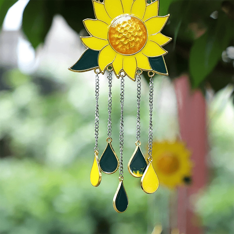 Sunflower Wind Chimes Ornaments Stained Metal Window Hanging - Temu ...