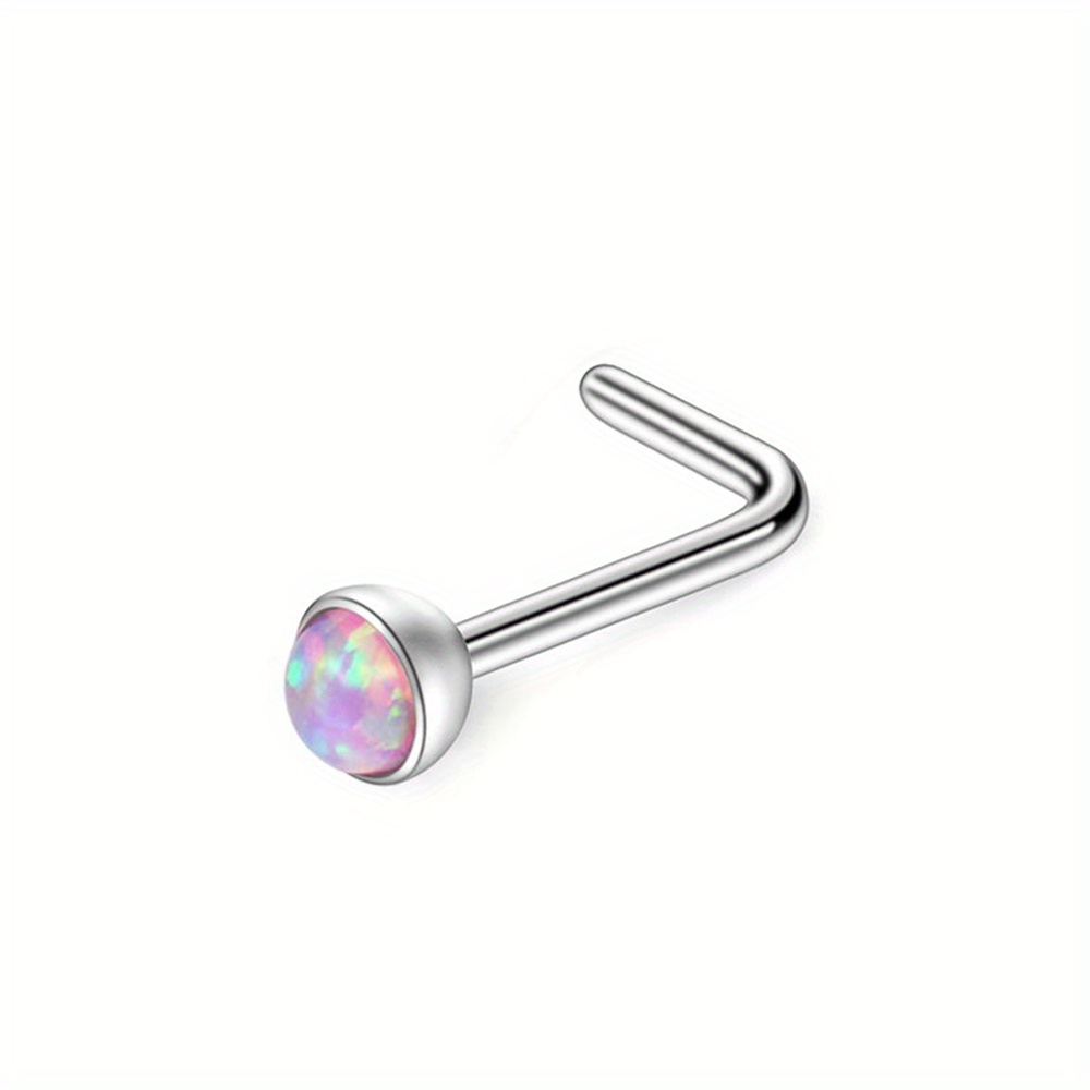 stainless steel opal l shaped nose rings body - Temu Ireland