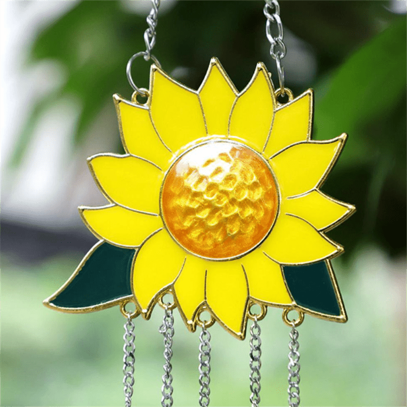 Sunflower Wind Chimes Ornaments Stained Metal Window Hanging - Temu ...