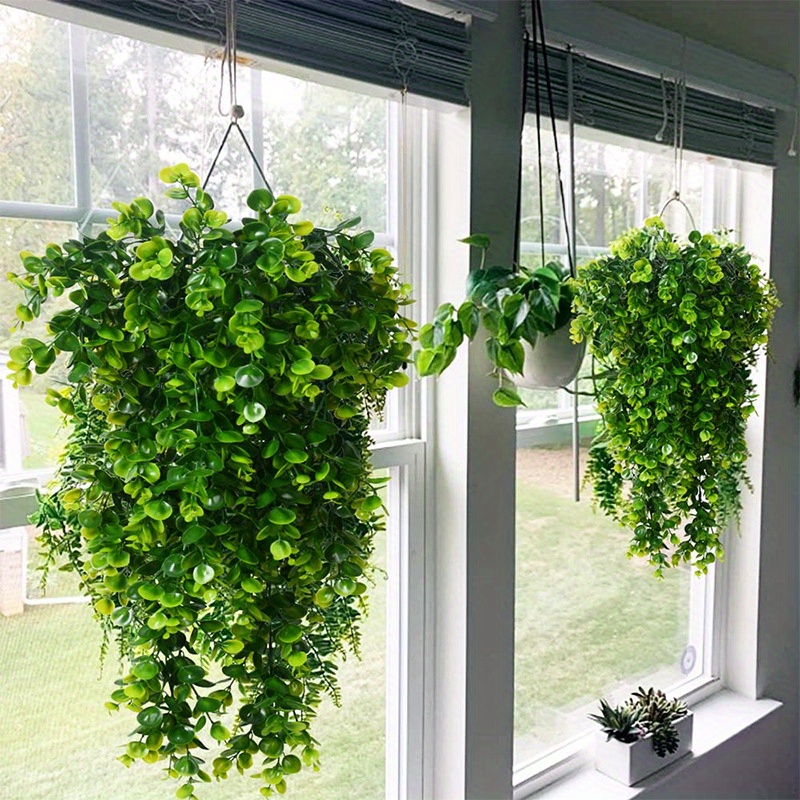 2 Pack Artificial Hanging Plants Hanging Plant Potted Greenery Plants ...