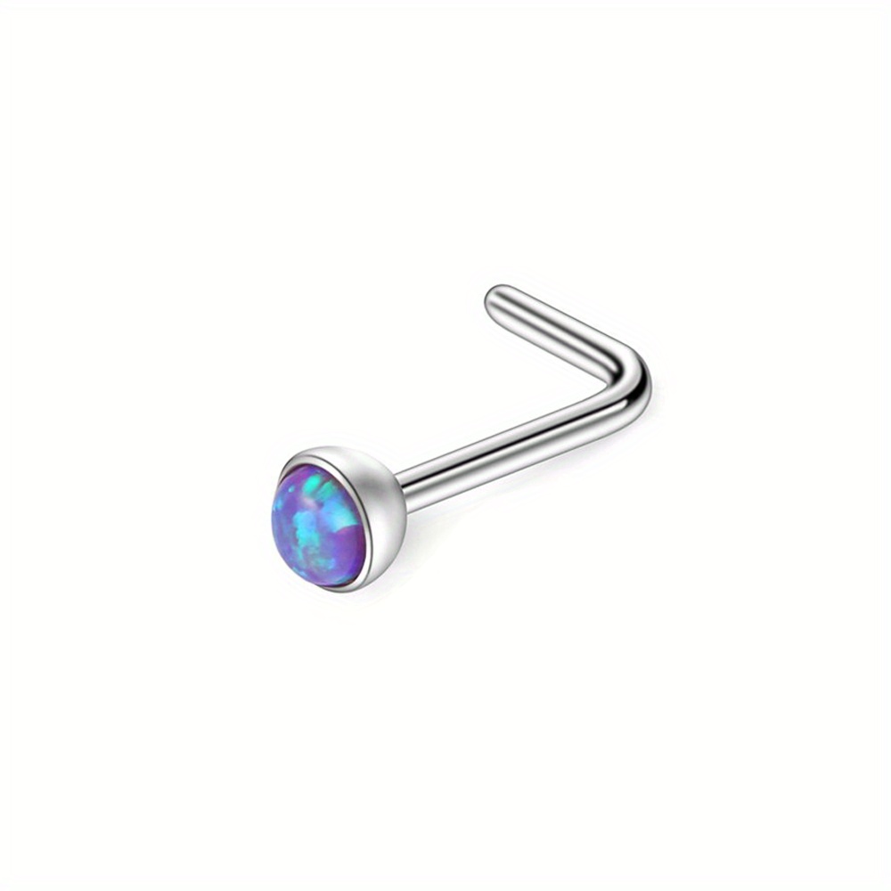stainless steel opal l shaped nose rings body - Temu Philippines