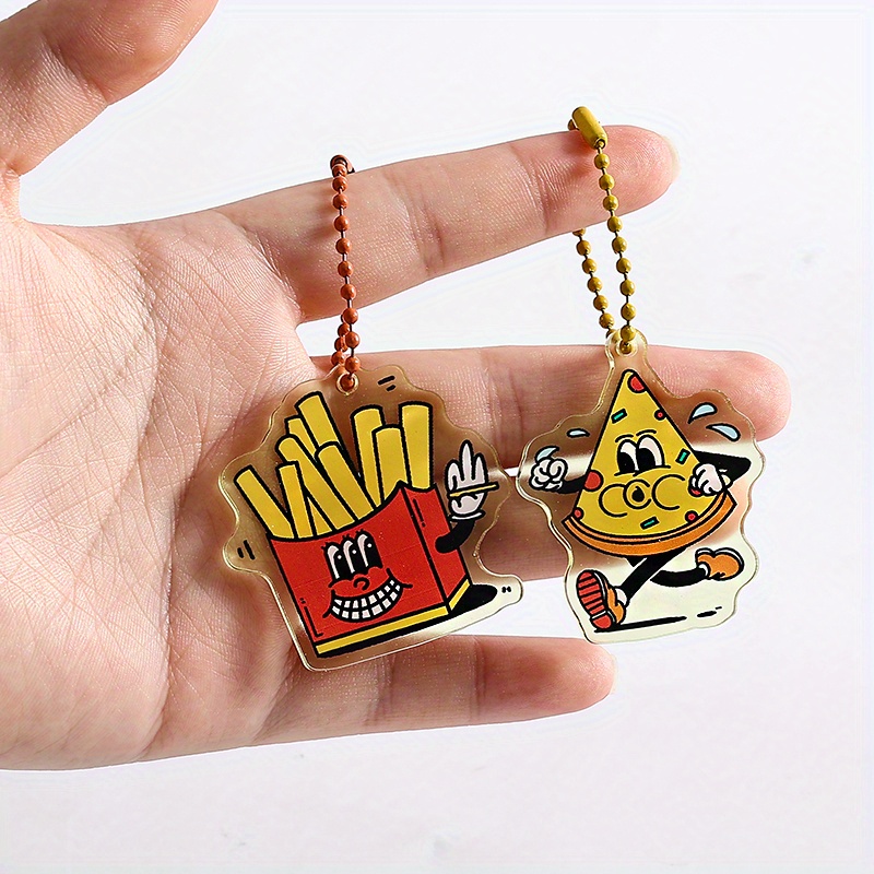 Creative Colorful Food Keychain Pendant Soft Hamburger Fries - Temu ...