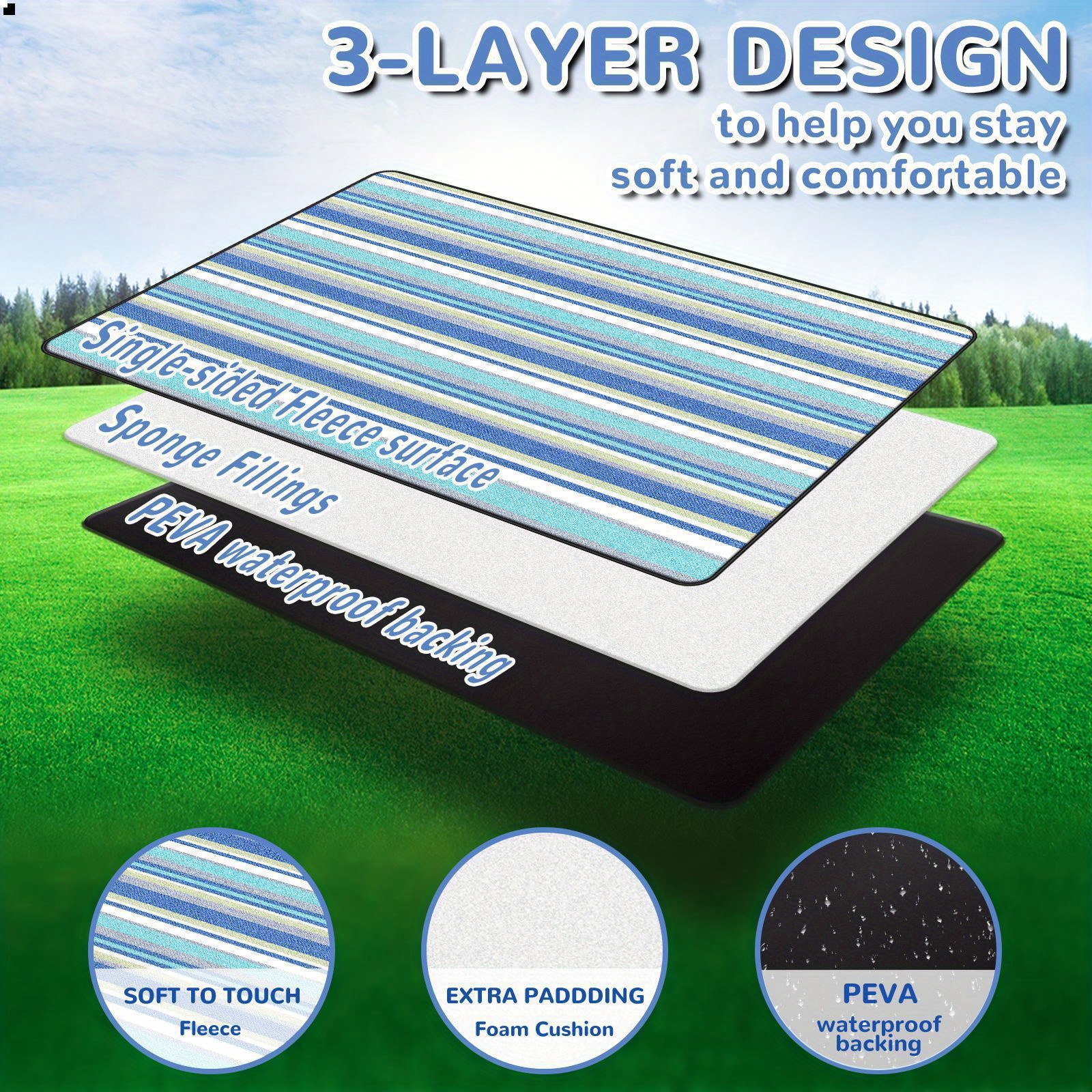 1pc picnic mat moisture proof folding lightweight portable blankets for ...