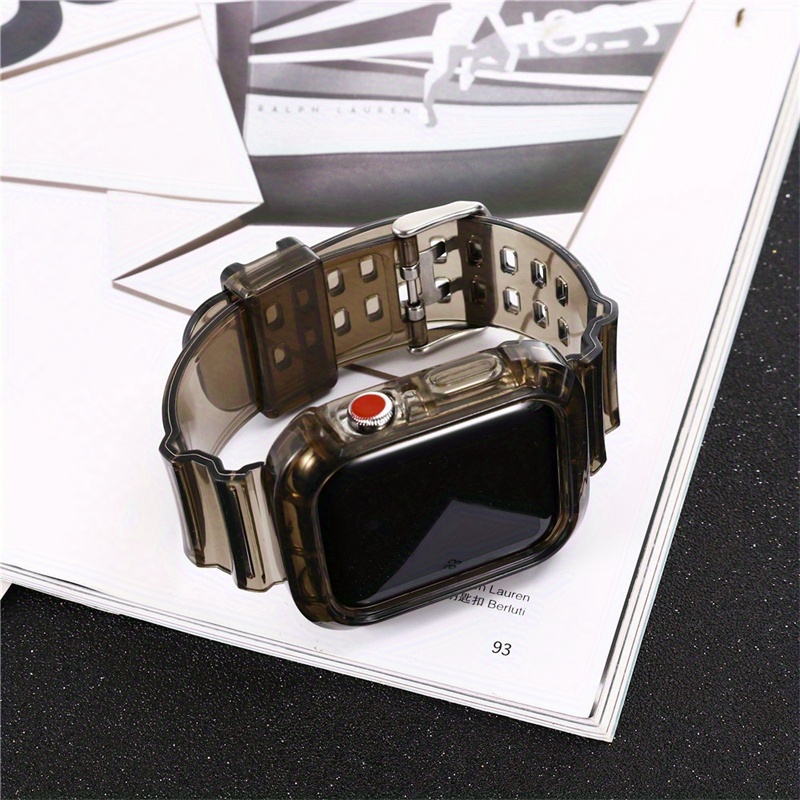 Watch Band+case 1 Iwatch Silicone Rubber Strap Transparent - Temu United