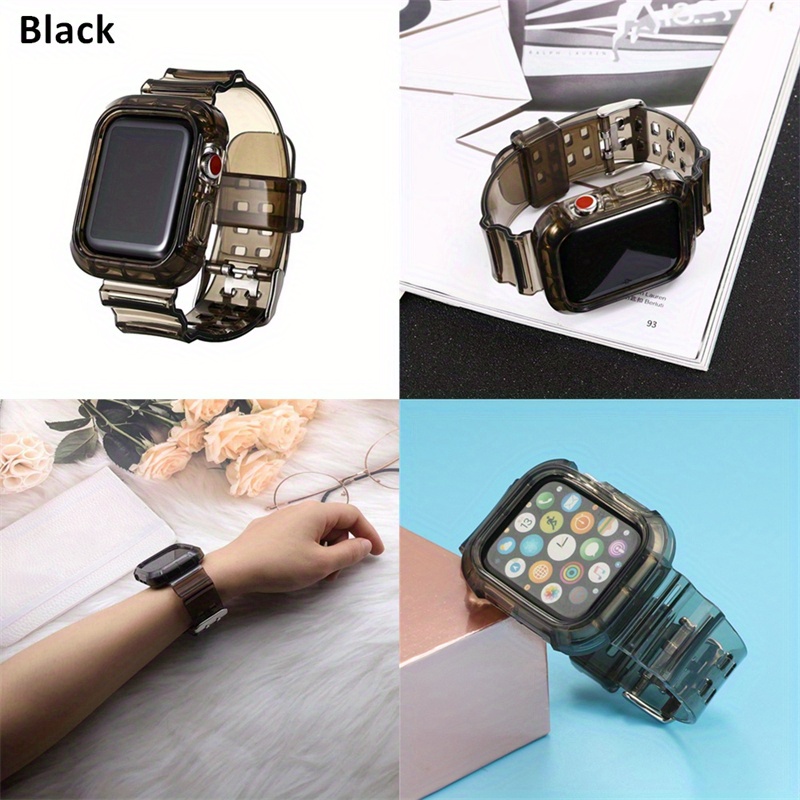 Watch Band+case 1 Iwatch Silicone Rubber Strap Transparent - Temu United