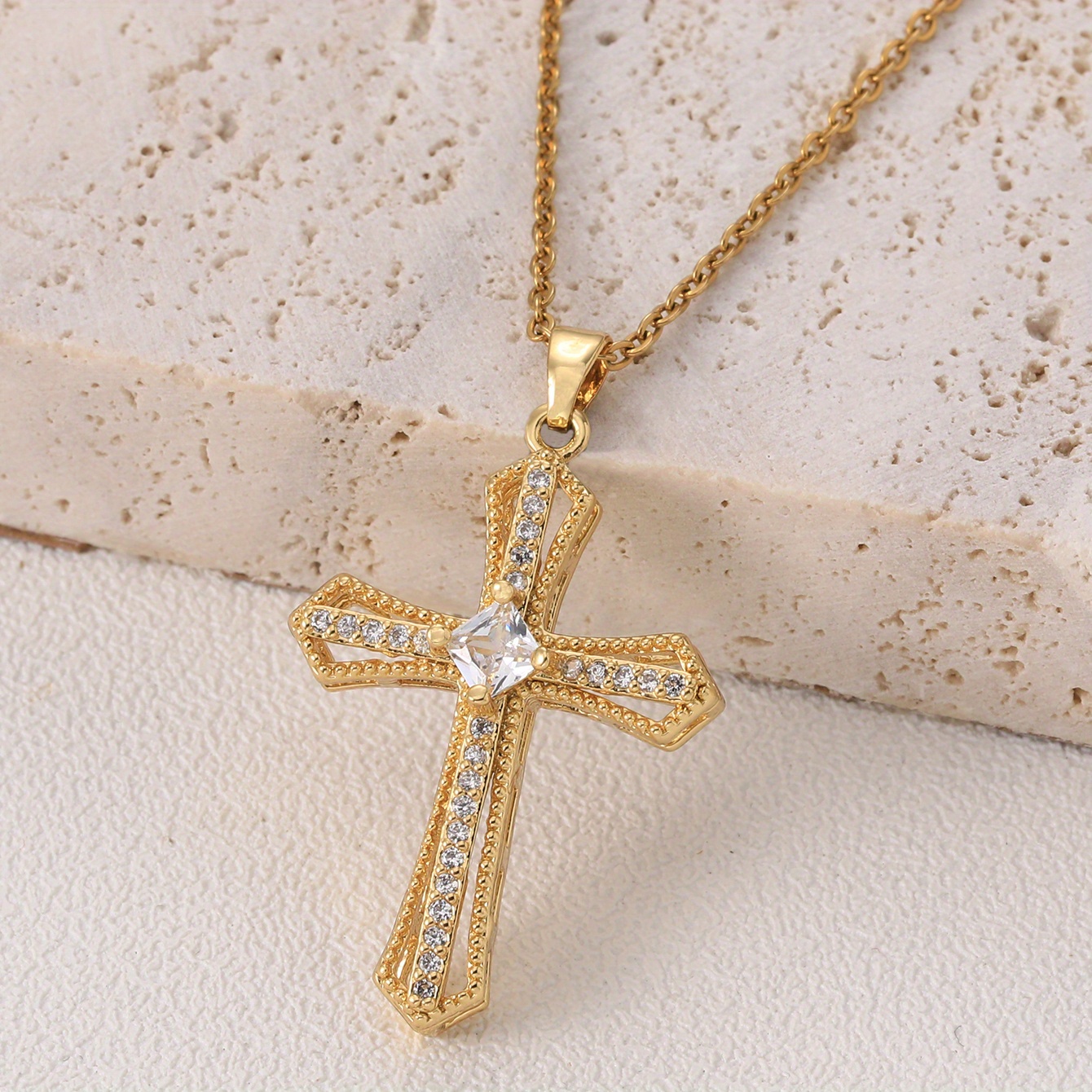 Jewelry Studded Cross - Temu New Zealand