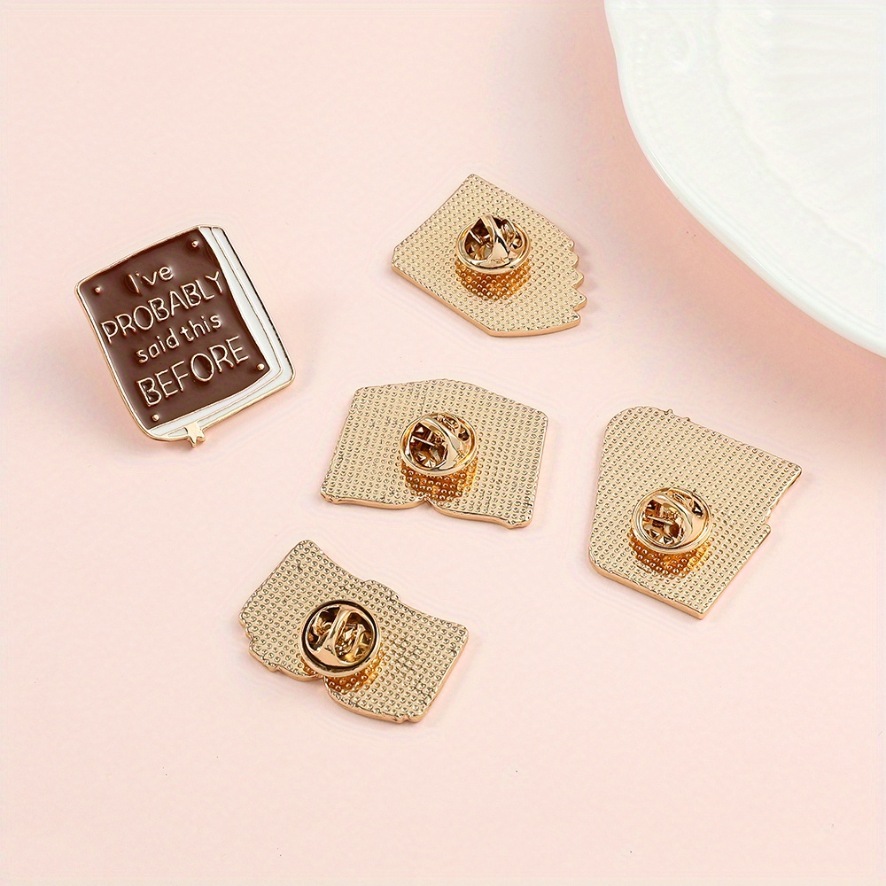 Creative Book Shape Brooch Phrase Pin Personality Handbag - Temu
