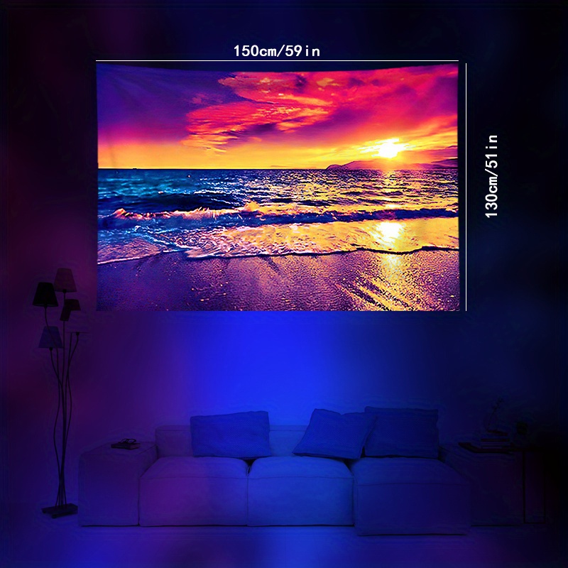 Sunset Blacklight Uv Reactive Wall Hanging Tapestry - Temu