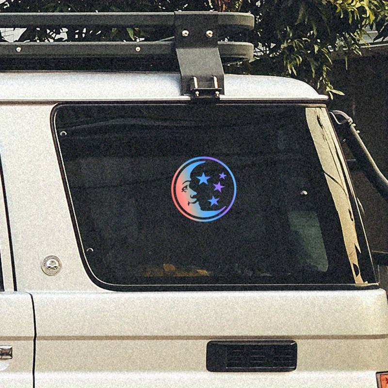 Creative Car Stickers Smiling Moon Stars Cool Reflective - Temu United ...
