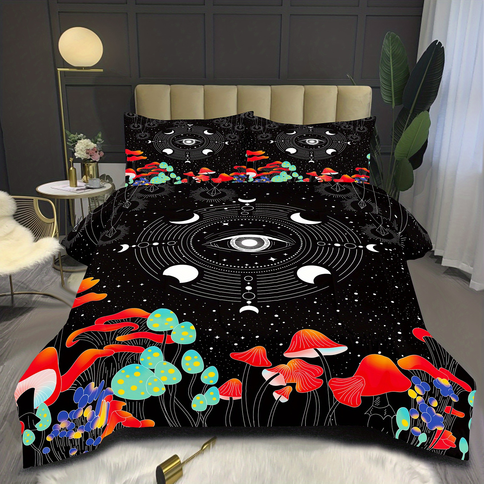 Modern Duvet Cover Set Color Mushroom Print - Temu Norway