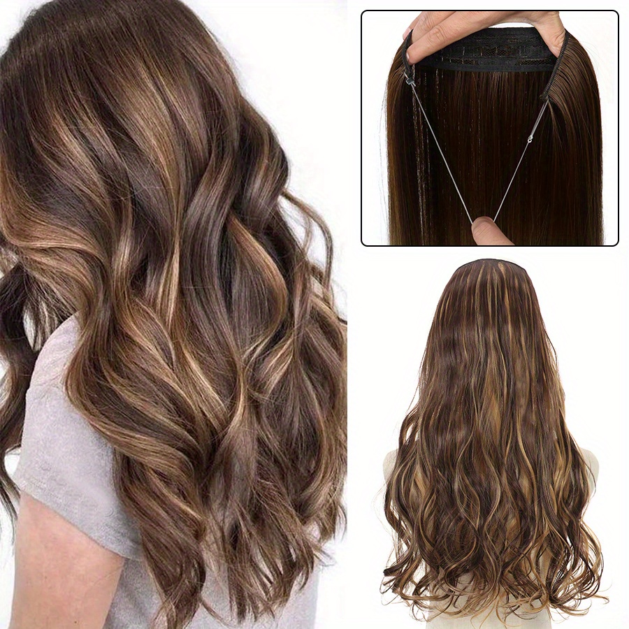 Invisible Wire Hair Extensions Long Wavy Hair Extensions - Temu Ireland