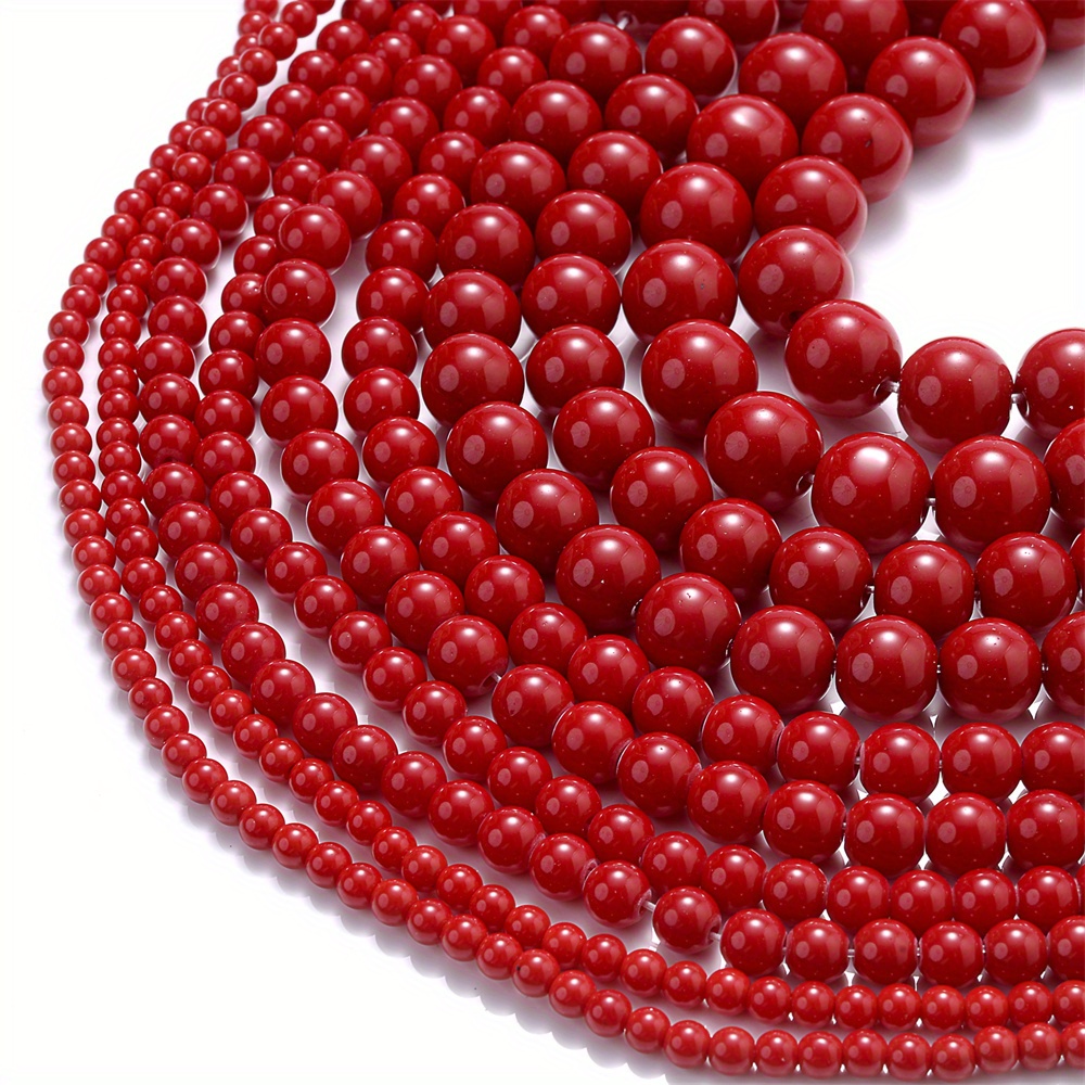 Synthesis Red Coral Stone Beads Round Loose Spacers Gem - Temu United ...
