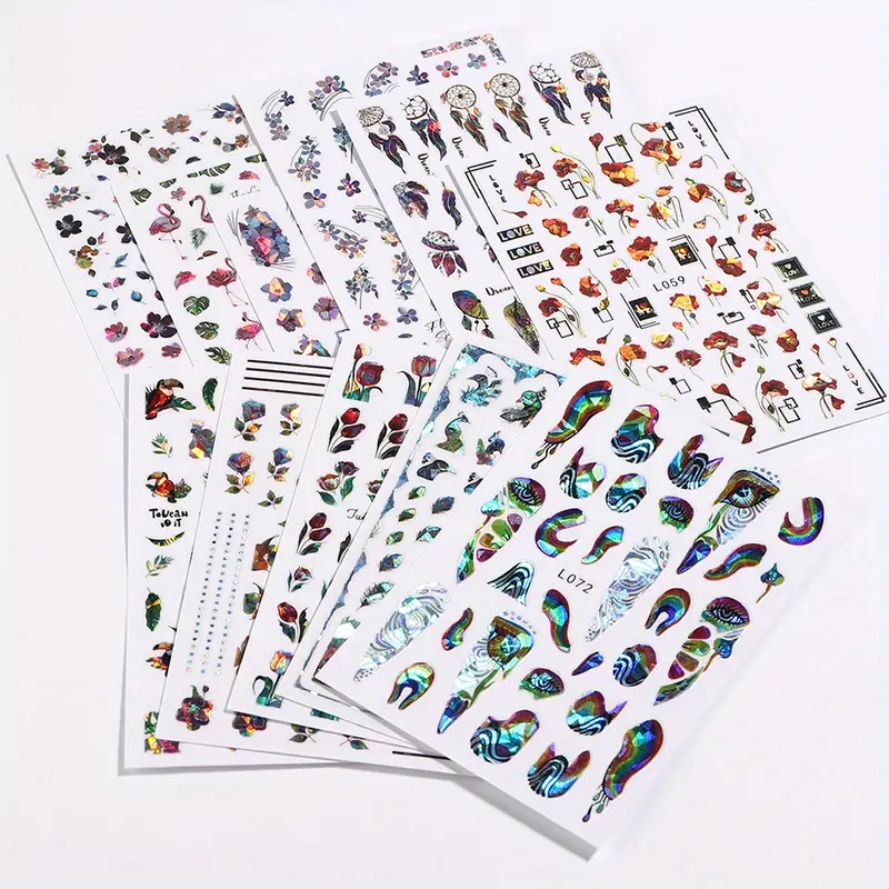 Holographic 3d Devil Eyes Nail Stickers Wave Mushroom Nail Temu