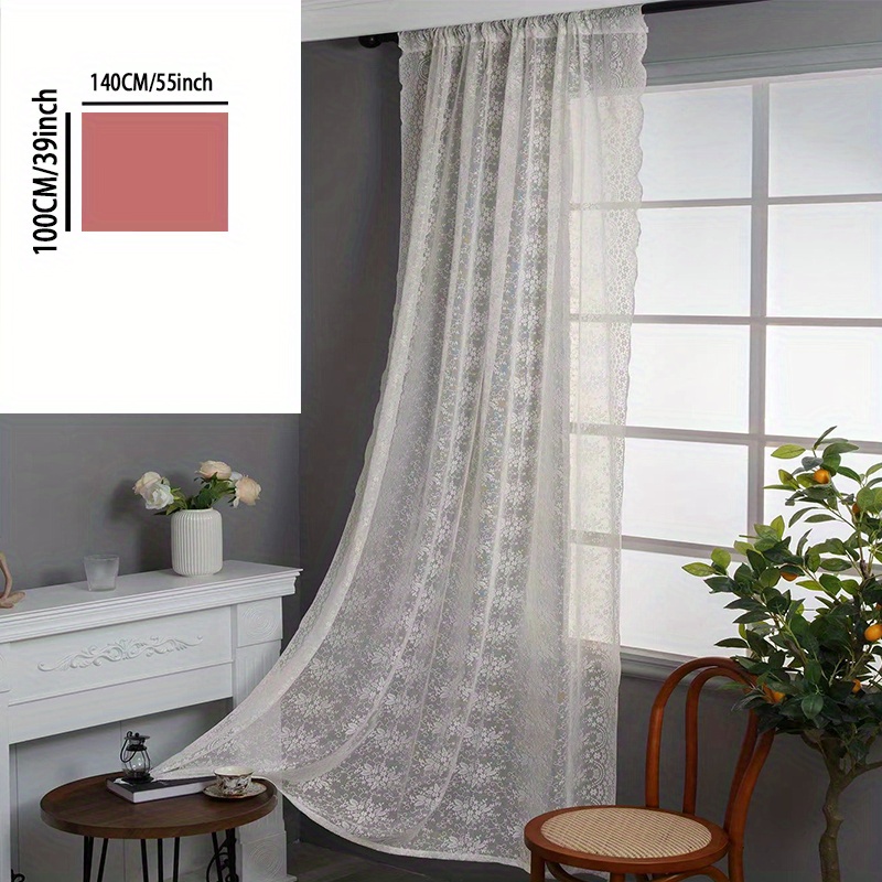 Beige Flower Pattern Lace Curtain Window Sheer Curtain Door - Temu Ireland