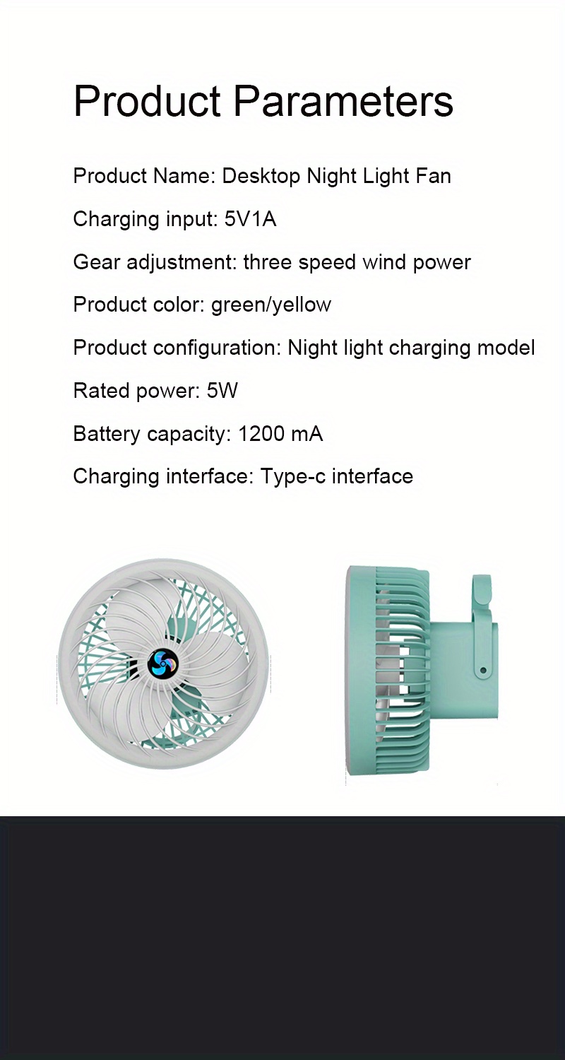 Usb Portable Small Fan Desktop Hanging Fan Light - Temu
