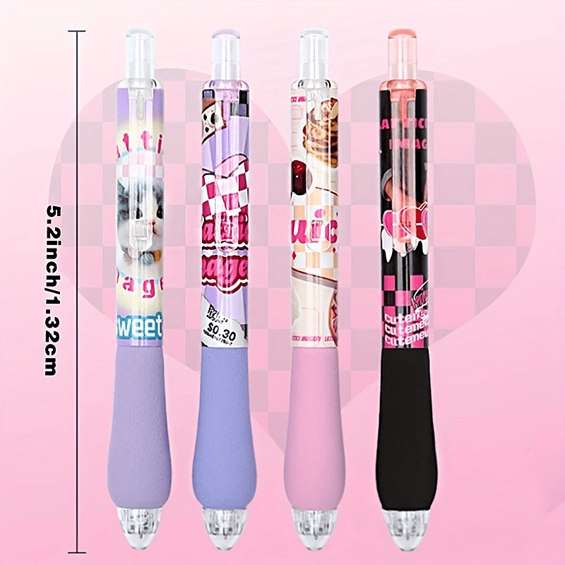 4pcs cute retractable gel pen 0 5mm fine tip premium retro pattern cute ...