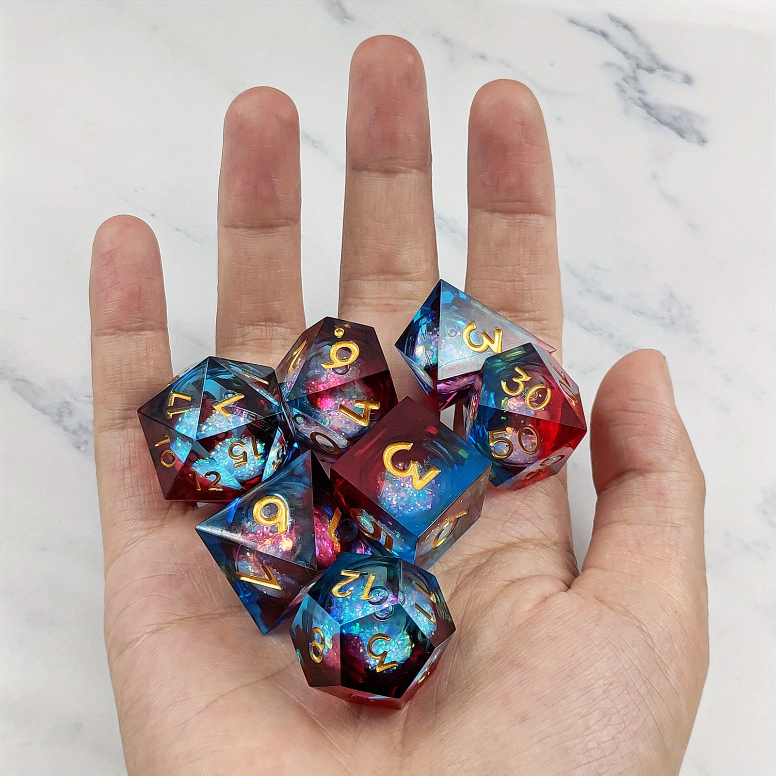 Liquid Core Resin Dice Set Sharp Edge Liquid Core Resin - Temu