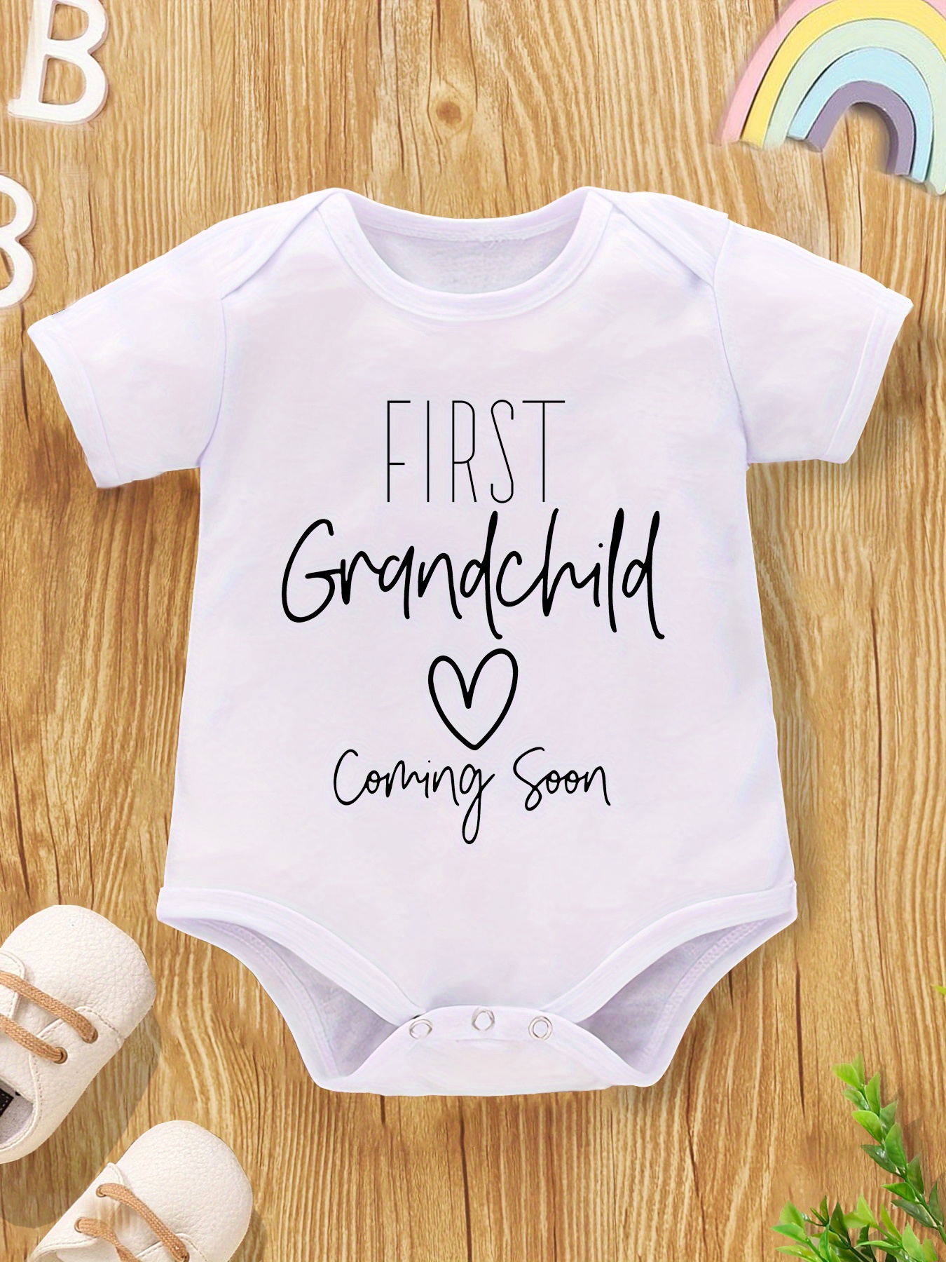 Infant Triangle Onesie First Grandchild Coming Soon Print Newborn Cute ...