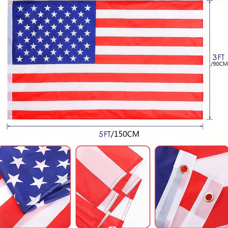 American Flag Bright Color Uv Fade Proof Polyester Quadruple - Temu Canada