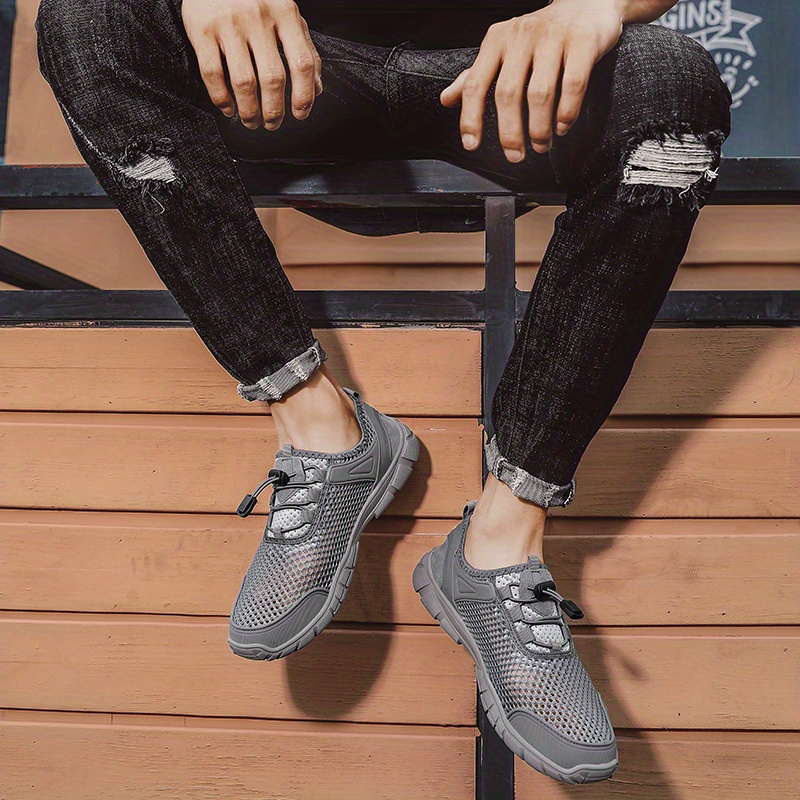 Mesh Sneakers Men's Casual Breathable Adjustable Draw String - Temu Australia