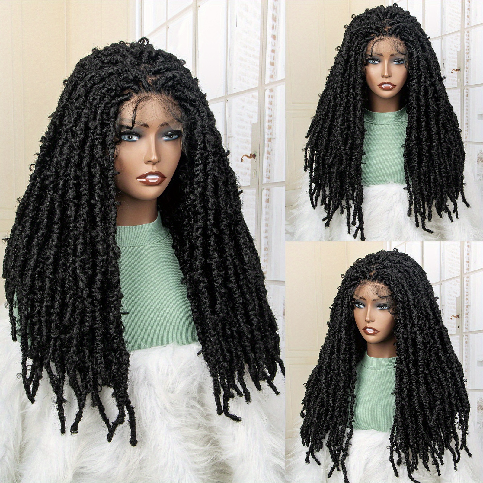 Faux Locs Braided Wigs For Women 13 4 Lace Front Wigs With Baby Hair ...