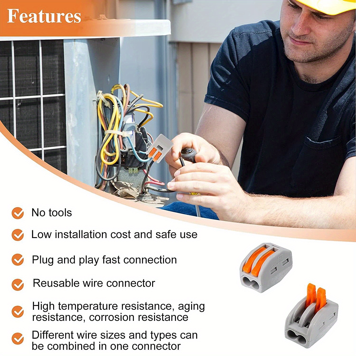 10 20pcs 2 holes press connector and split wire connector lead splicing ...