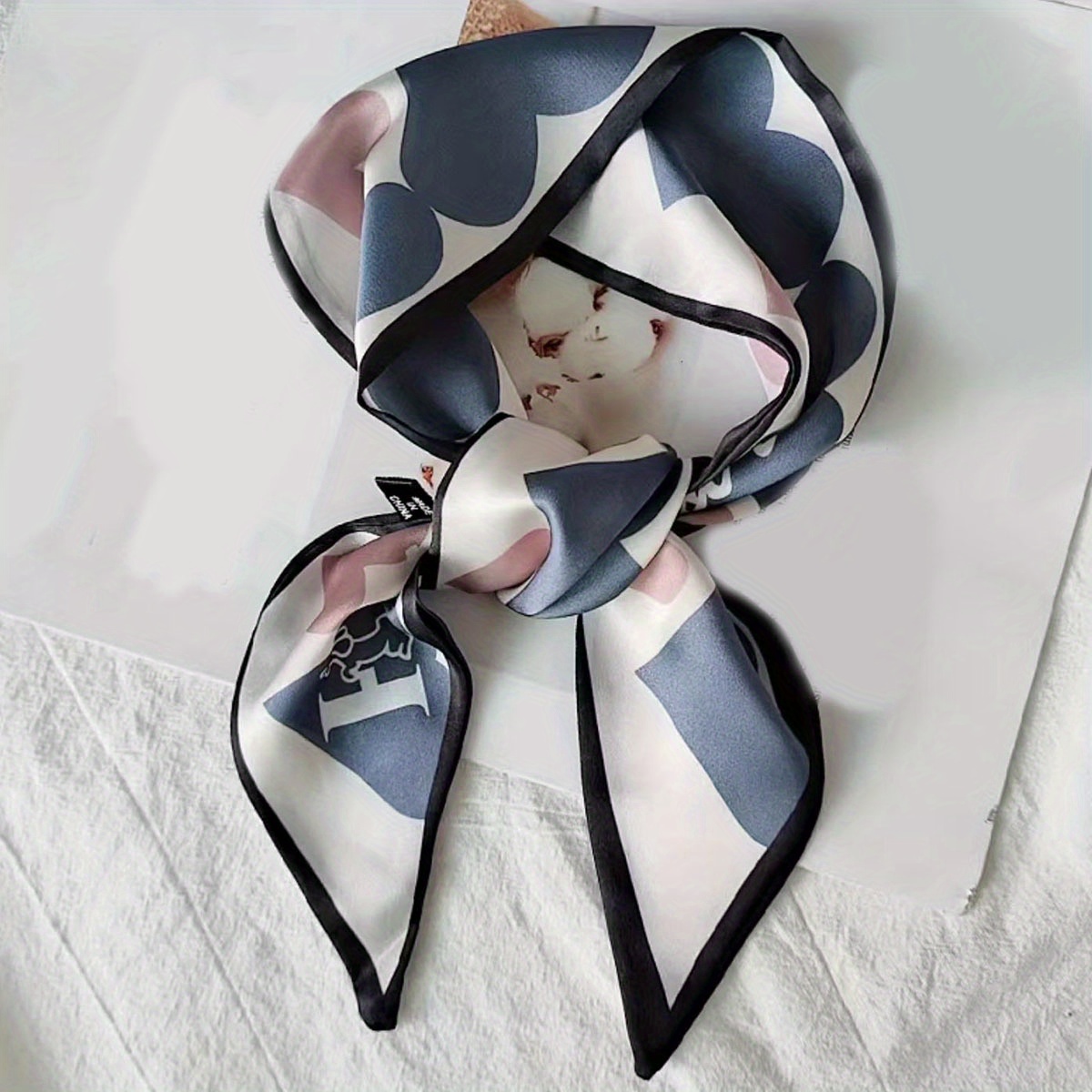 fashion printed twill scarf satin neck - Temu Australia