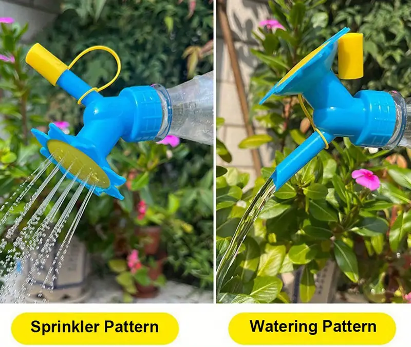 2個4個プラスチックダブルヘッド 、ポータブル2 In 1じょうろスプリンクラー植物花の水やり苗灌漑用、家庭オフィス庭の水やりツール