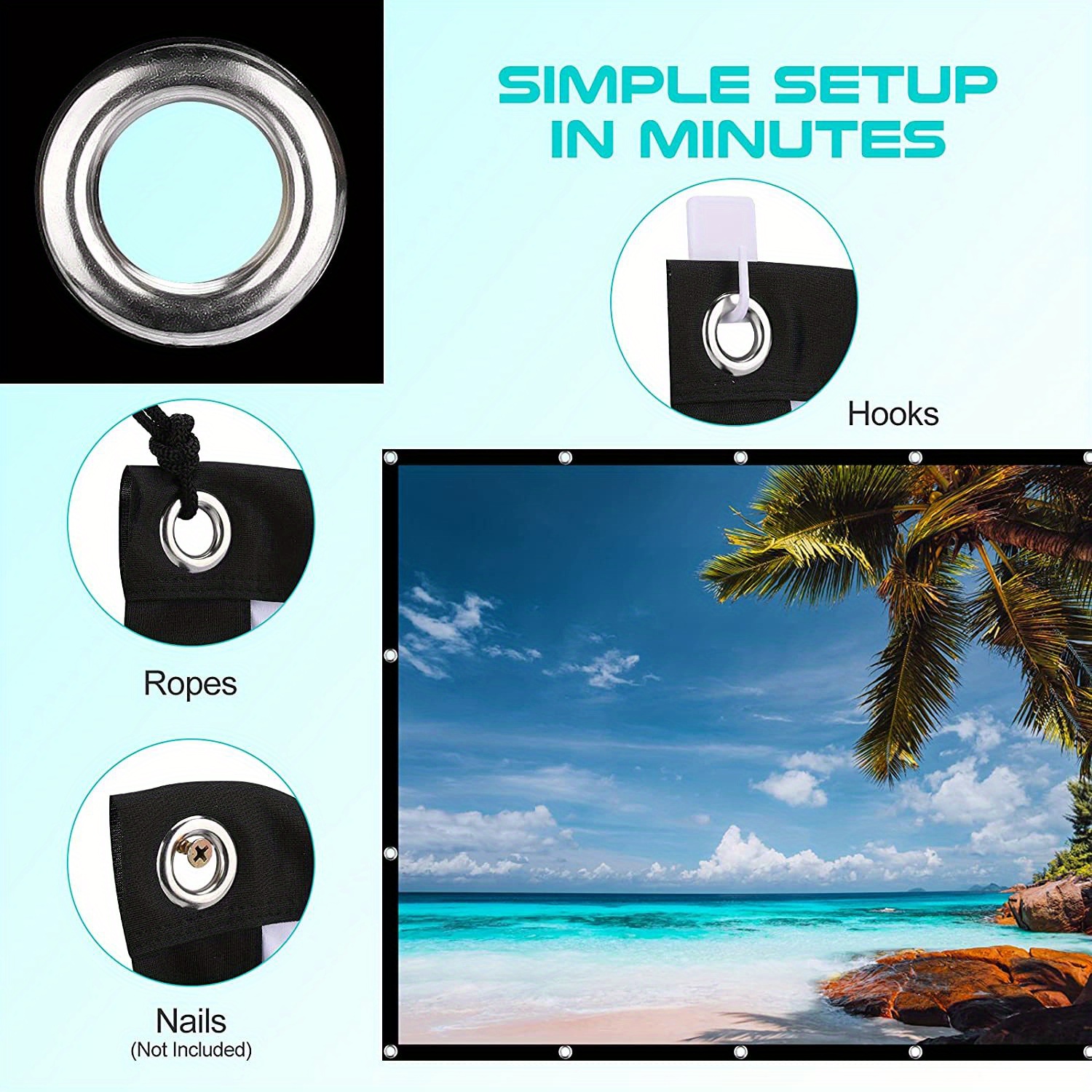 white projector screen projection screen16:9 hd hanging - Temu New Zealand