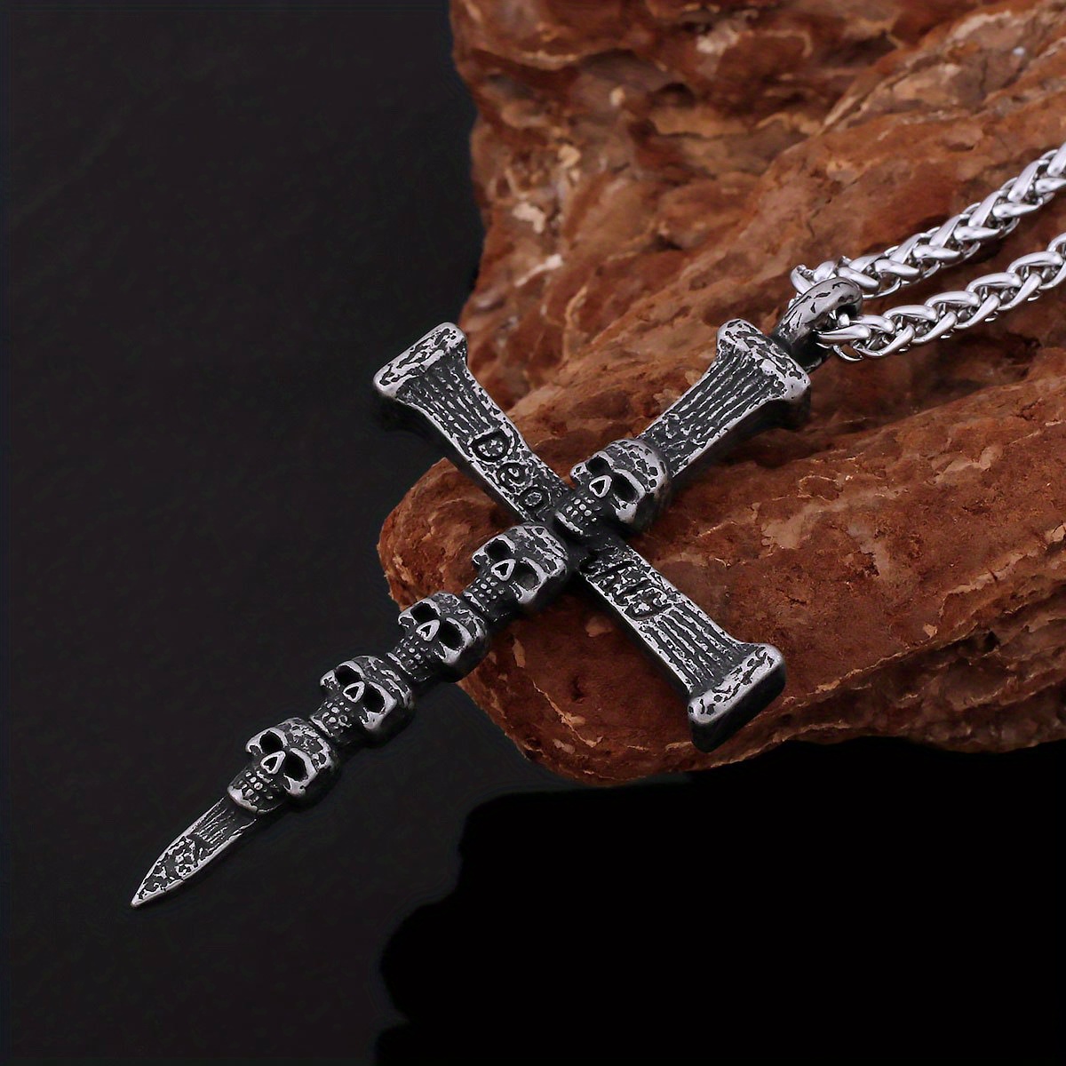 Fashion Skeleton Head Cross Pendant Necklace Religious - Temu Philippines
