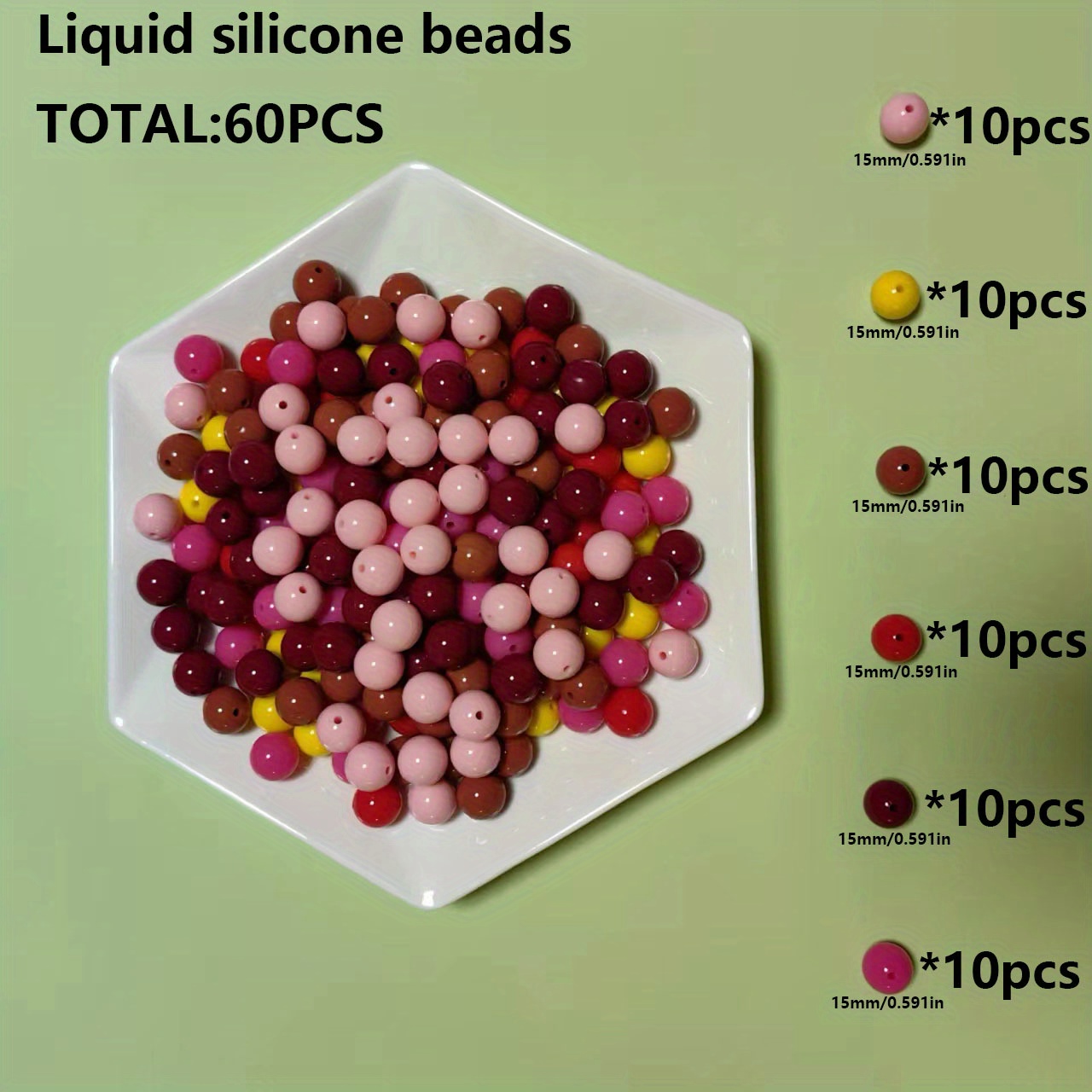 Liquid Silicone Beads Bright Beads Round Loose Beads - Temu United