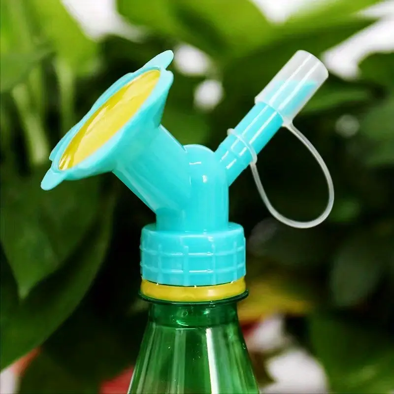 2個4個プラスチックダブルヘッド 、ポータブル2 In 1じょうろスプリンクラー植物花の水やり苗灌漑用、家庭オフィス庭の水やりツール
