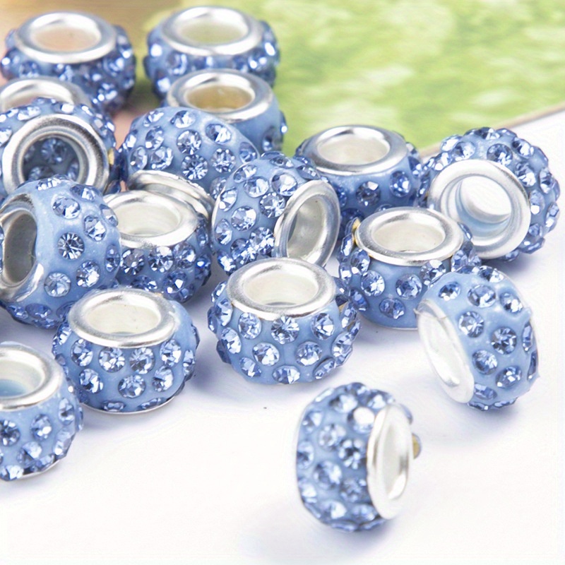 Colorful Rhinestone Decor Soft Clay Large Hole Beads Diy - Temu Australia
