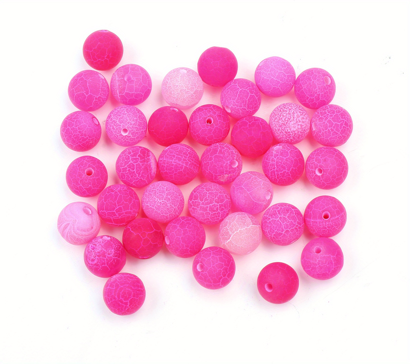 Natural Stone Frosted Rose Red Pattern Loose Beads Temu Australia