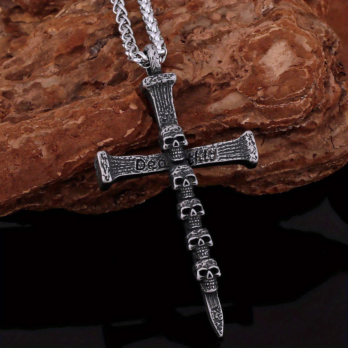 Fashion Skeleton Head Cross Pendant Necklace Religious - Temu Philippines