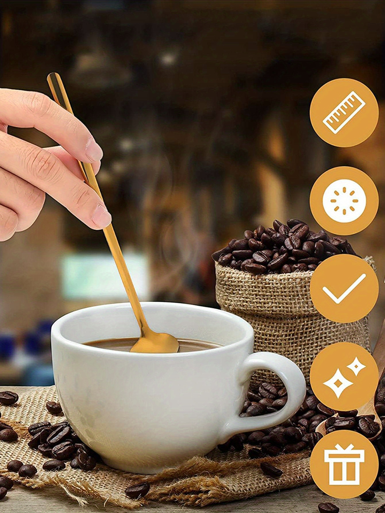 Coffee Spoons Long Handle Golden Teaspoons Ice Tea Spoons - Temu United ...