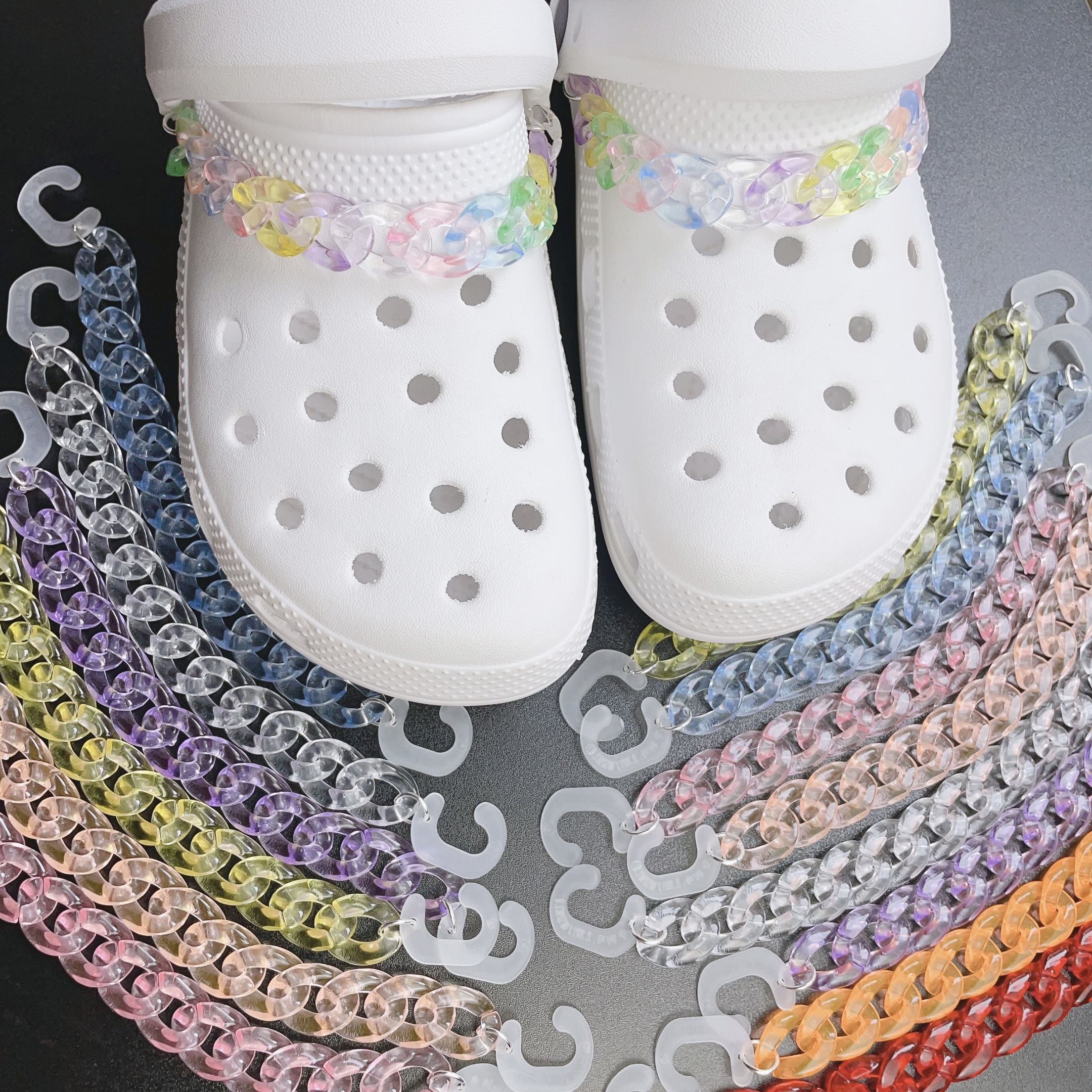 Chains Clogs Transparent Colors Chains Women Girls - Temu Portugal