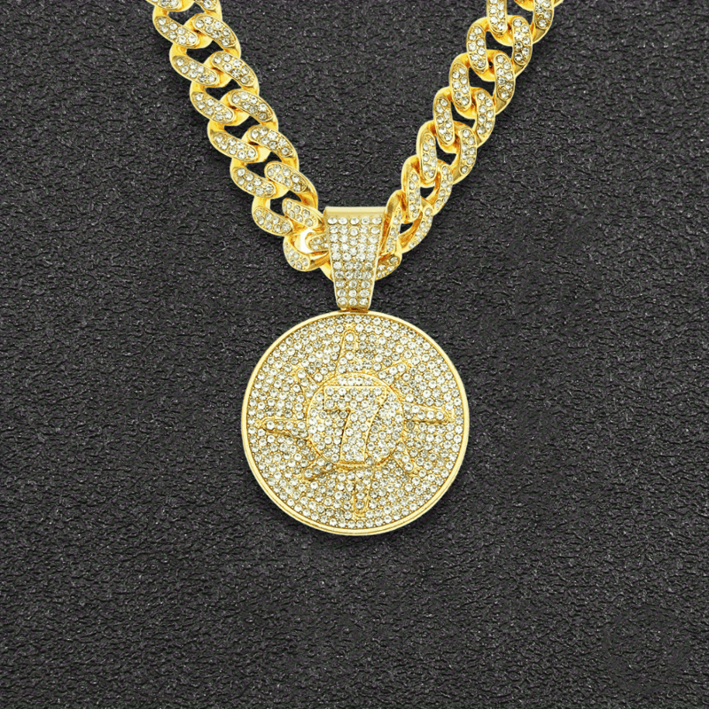 Men's Full Of Rhinestones Hip Hop Domineering Cuban Chain Necklace Set ...