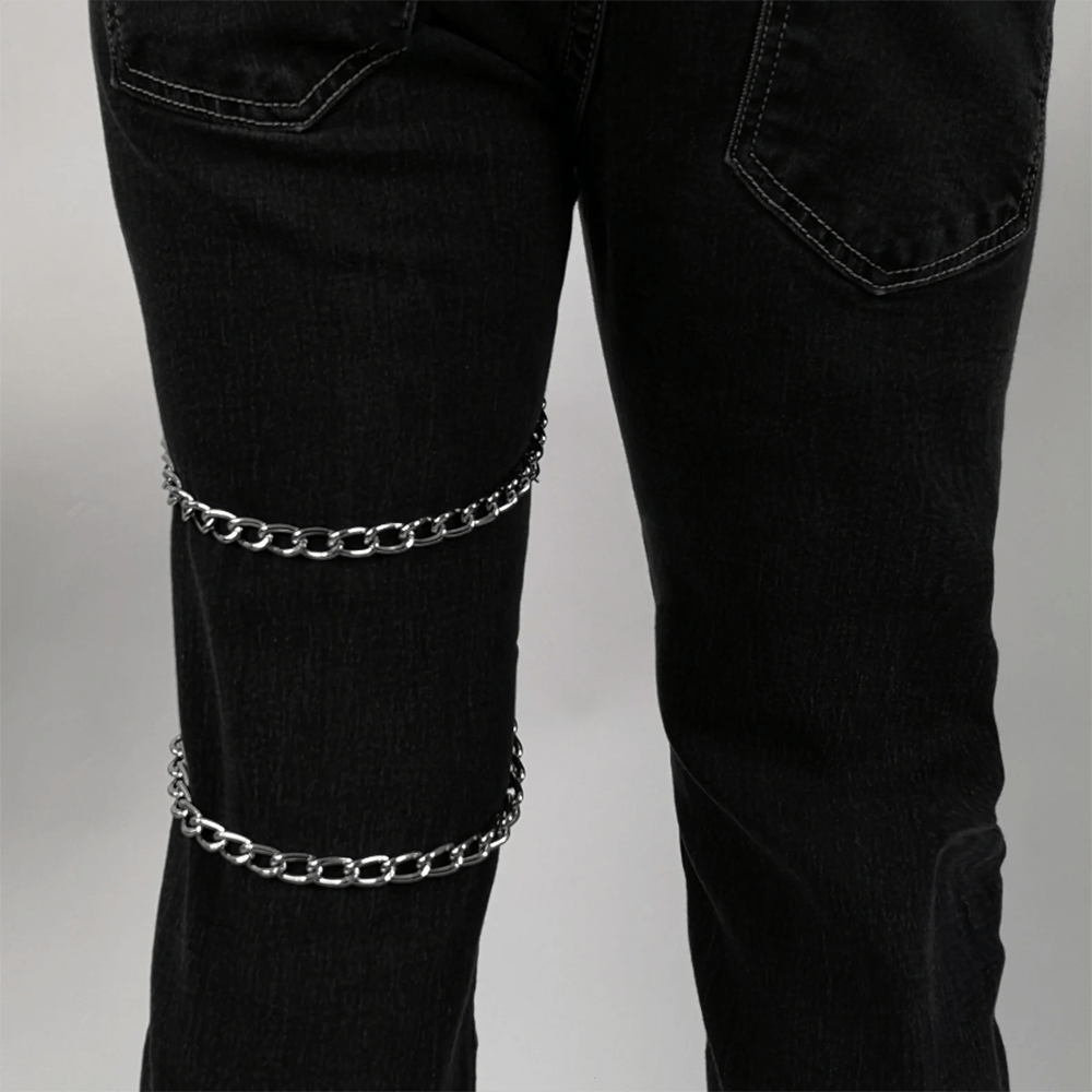 Gothic Leg Chain Harness Black Hip Hop Leg Strap Unisex Pu - Temu