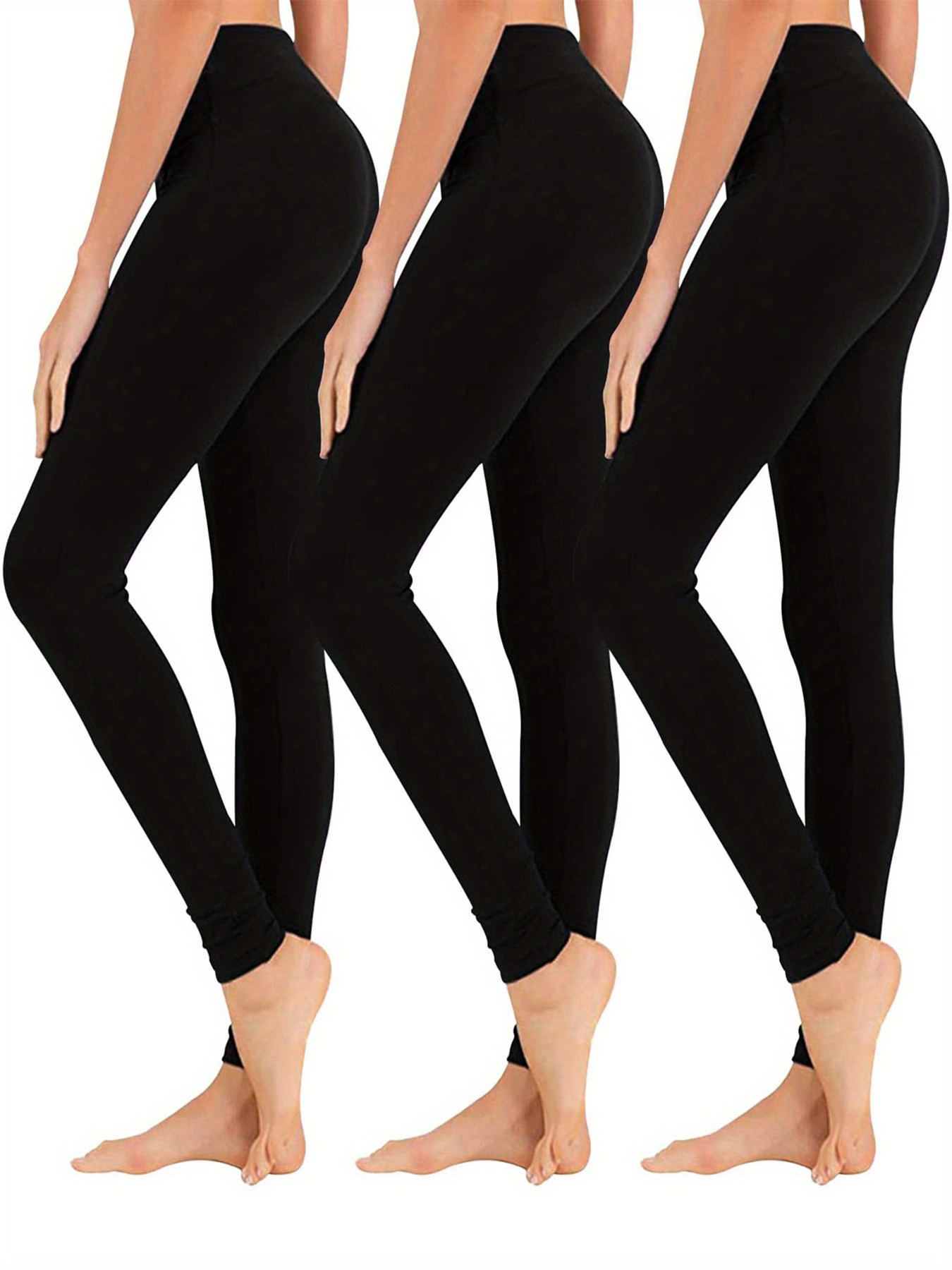 High Waisted Soft Solid Black Leggings Women Athletic Yoga - Temu Australia
