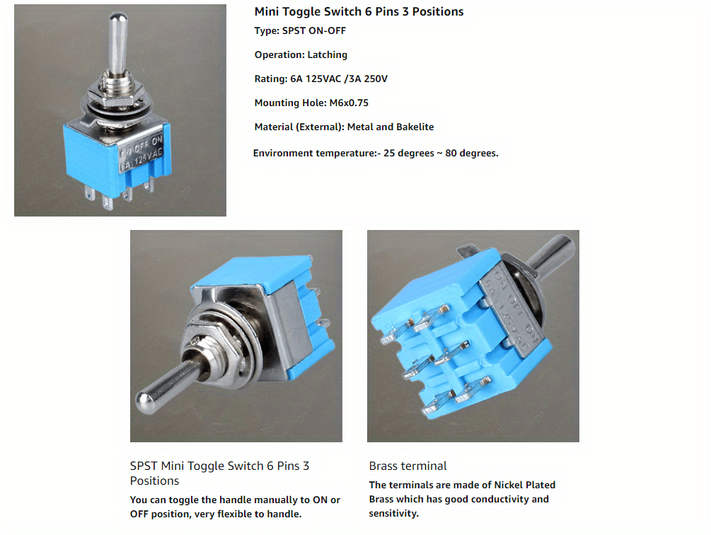 Mini Latching Toggle Switch 6 Pins 3 Positions Dpdt - Temu United Kingdom