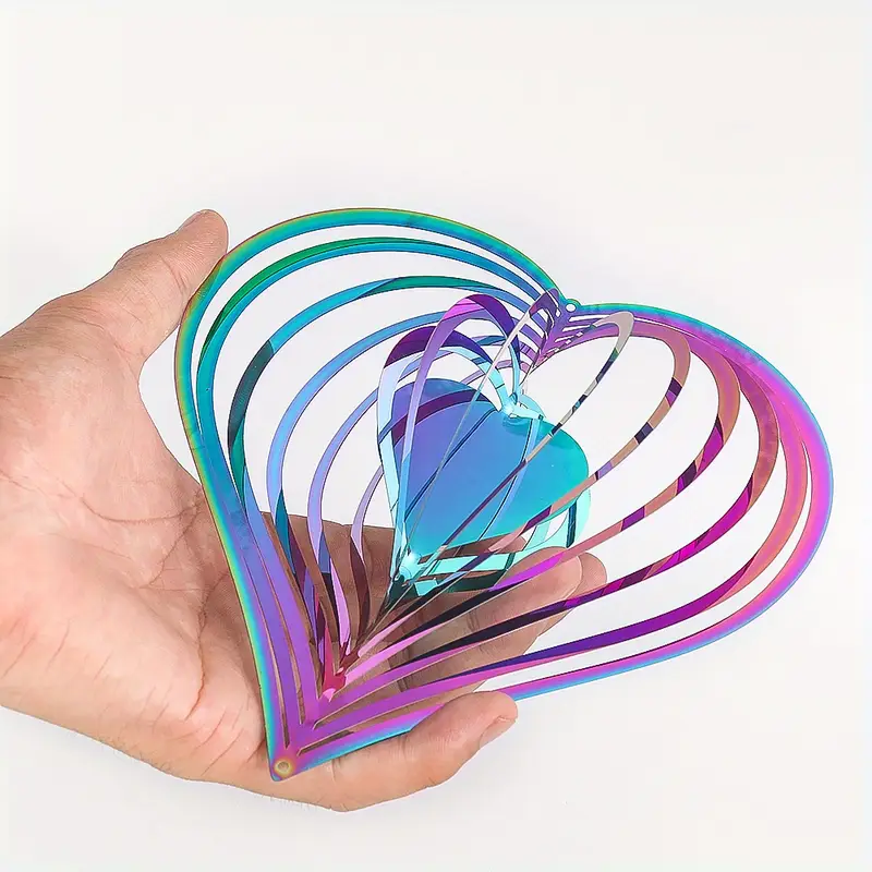 Colorful Love Rotating Wind Spinner 3d Metal Hanging Wind Temu