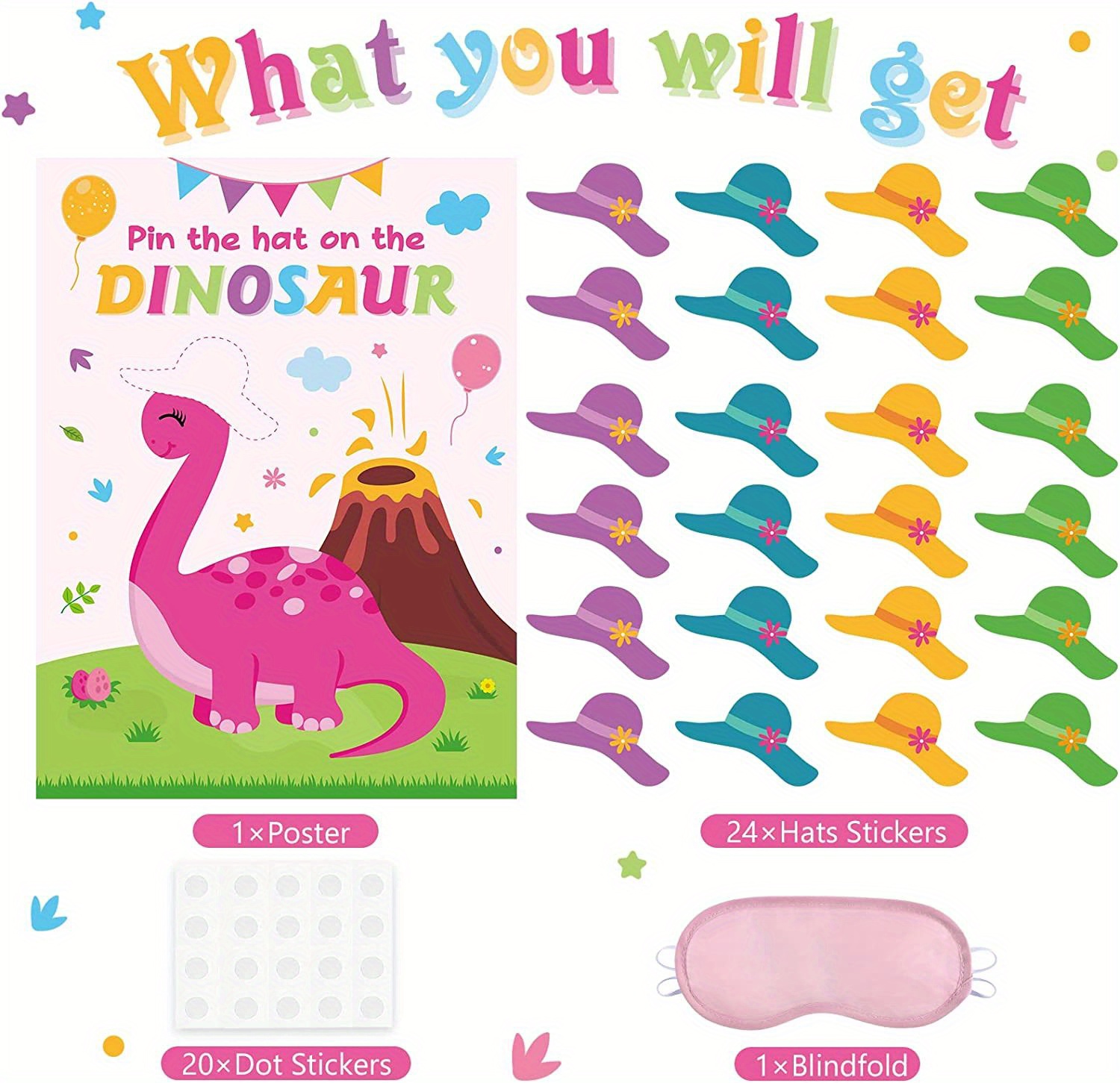 Dinosaur Pin Tail Game Interactive Blindfold Sticker Poster - Temu ...