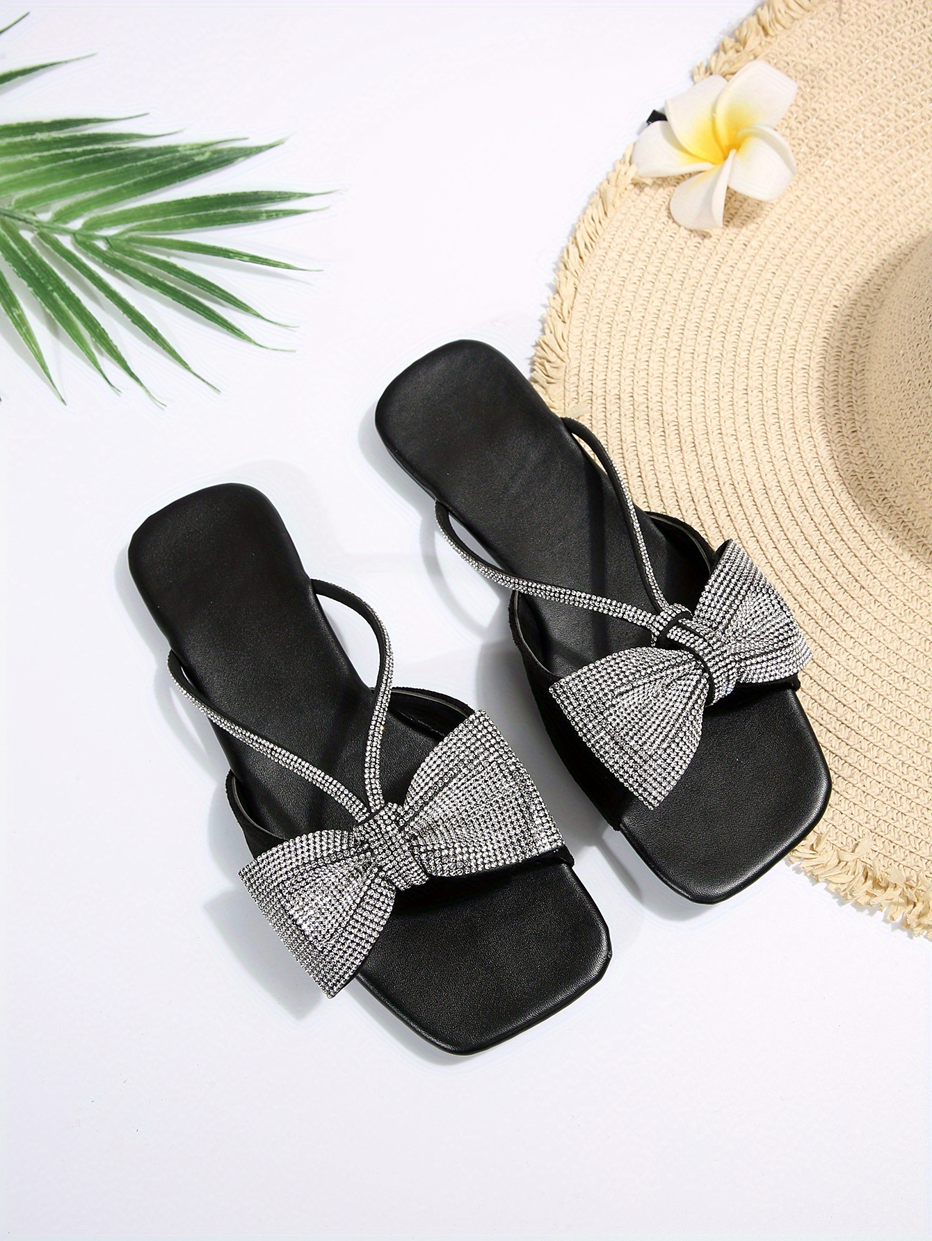 women's bowknot decor sandals slip solid color - {region_name}