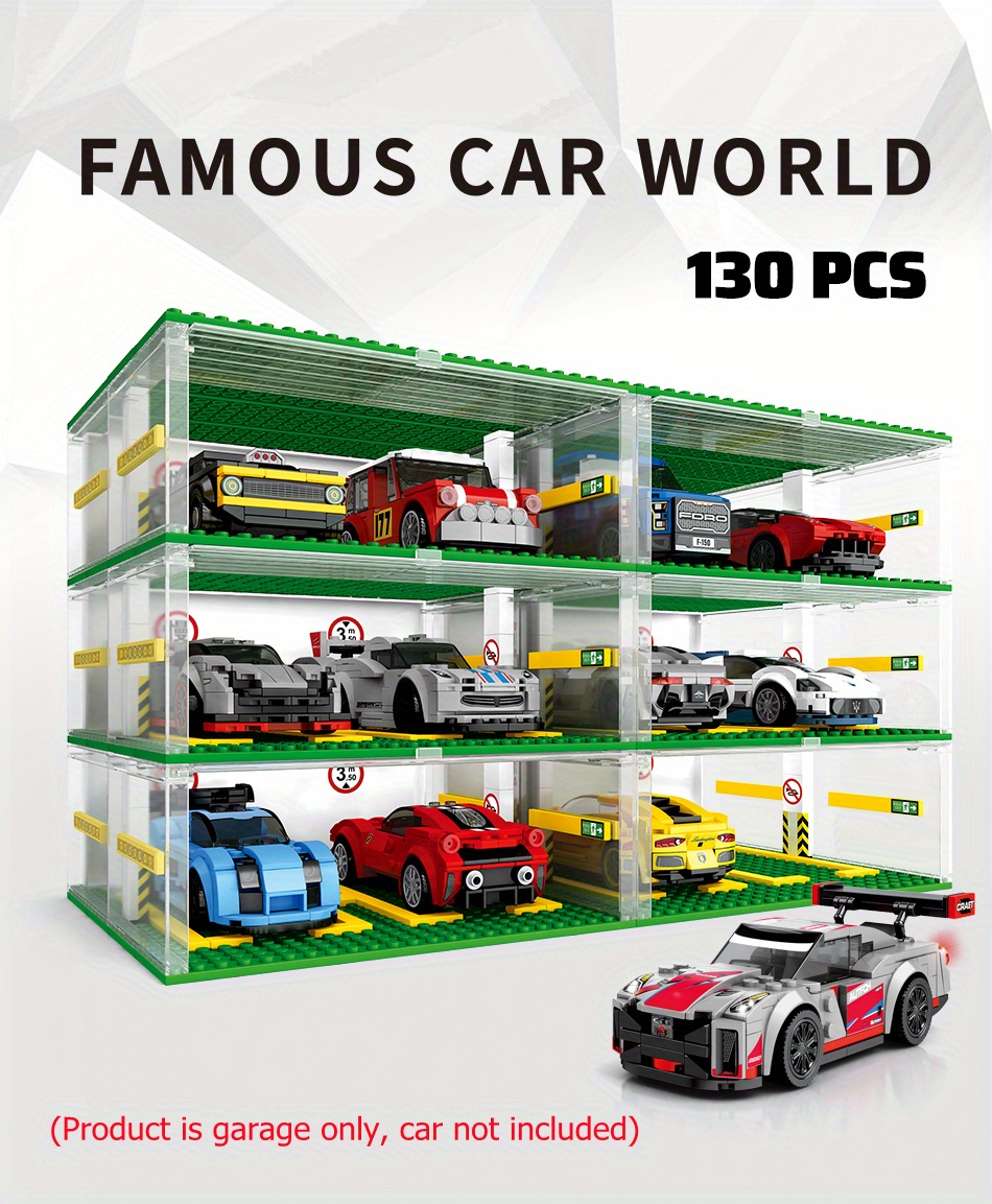 130pcs Diy City Sports Car Garage Vehicle Storage Display Cabinet ...