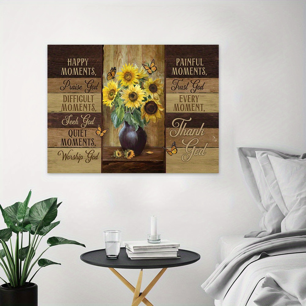 Happy Moment Praise God Sunflower Vase Wall Art Butterfly - Temu ...